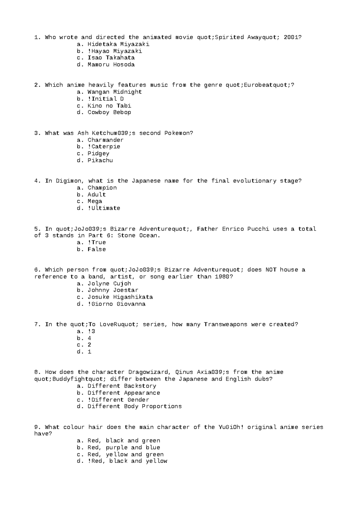 UNIV285 Study Plan Fall 2019 8 - Who wrote and directed the animated ...