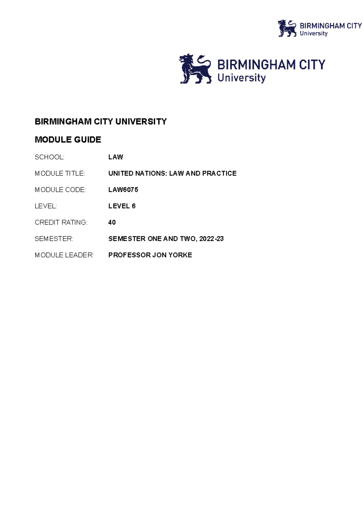 LAW6075 UNLP Module Guide 2022-23 - BIRMINGHAM CITY UNIVERSITY MODULE ...