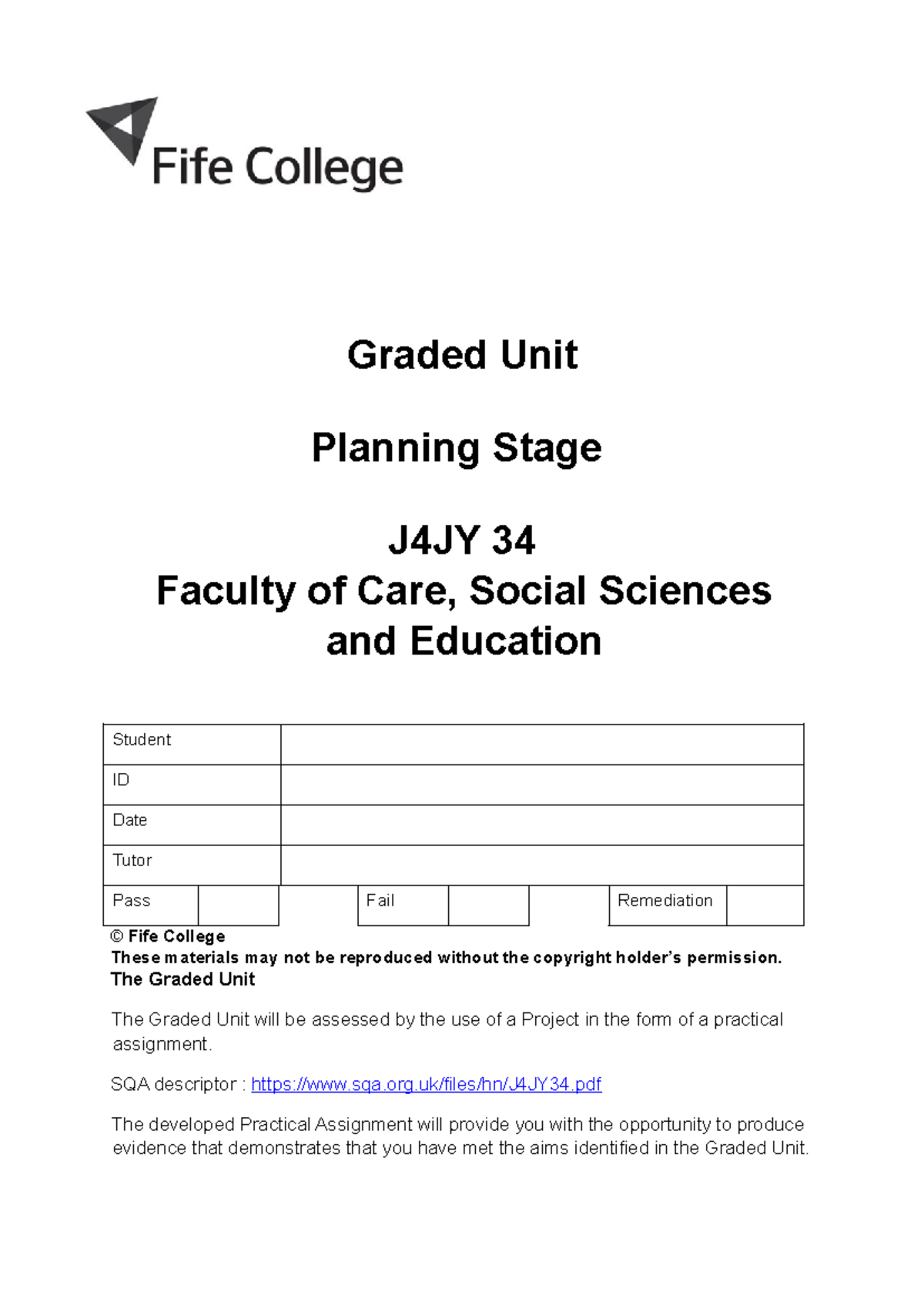 lectures ot vnsk - Graded Unit Planning Stage J4JY 34 Faculty of Care ...