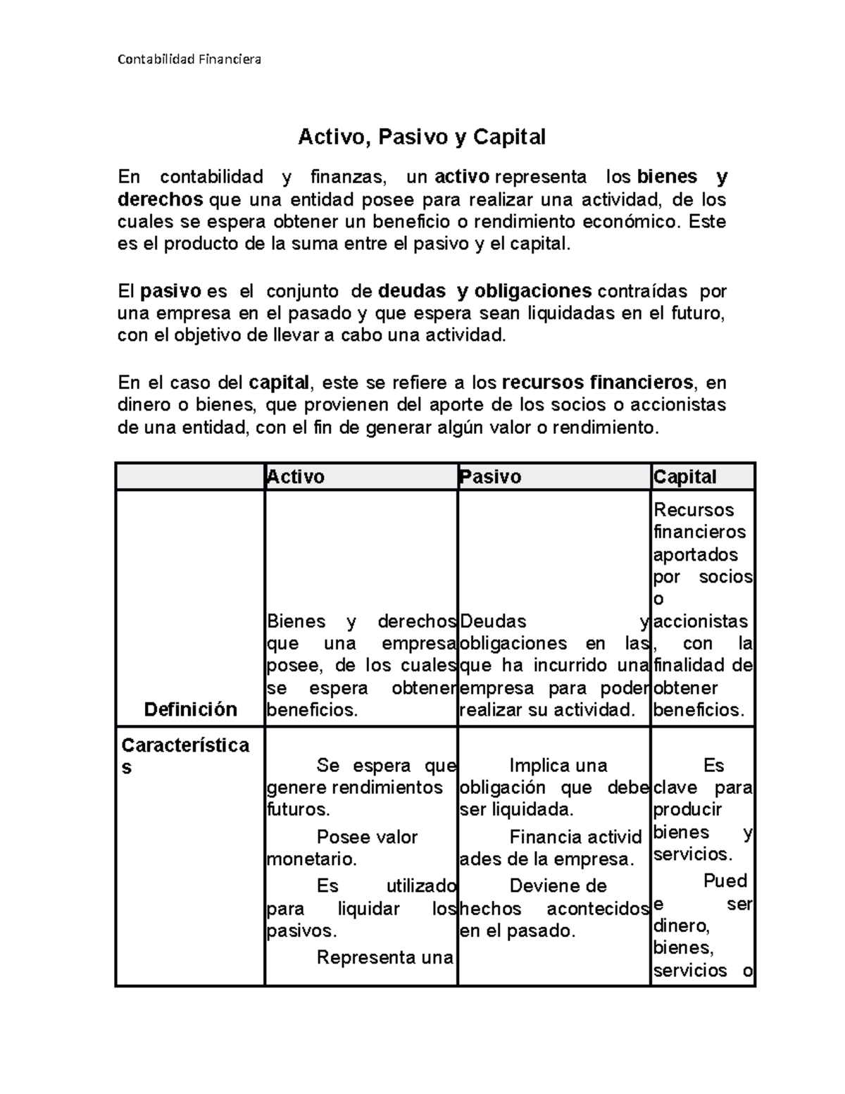 Activo, Pasivo y Capital - Este es el producto de la suma entre el pasivo y el capital. El ...