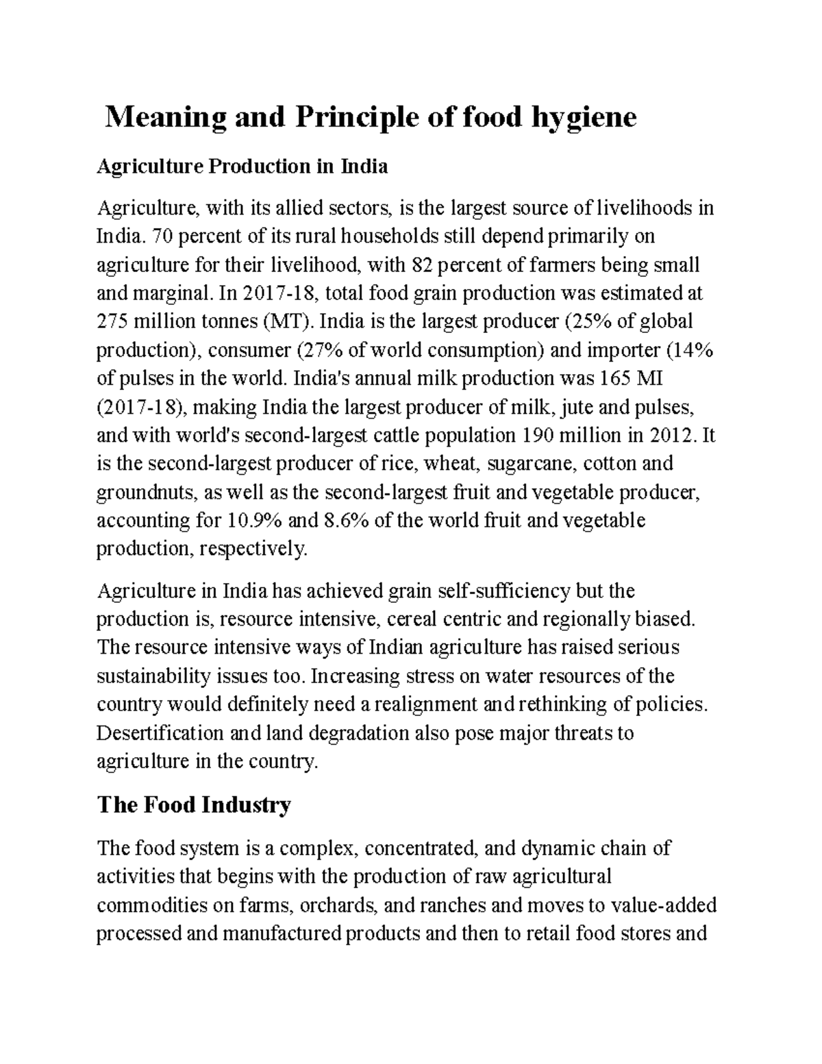 Meaning and Principle of food hygiene - Meaning and Principle of food ...