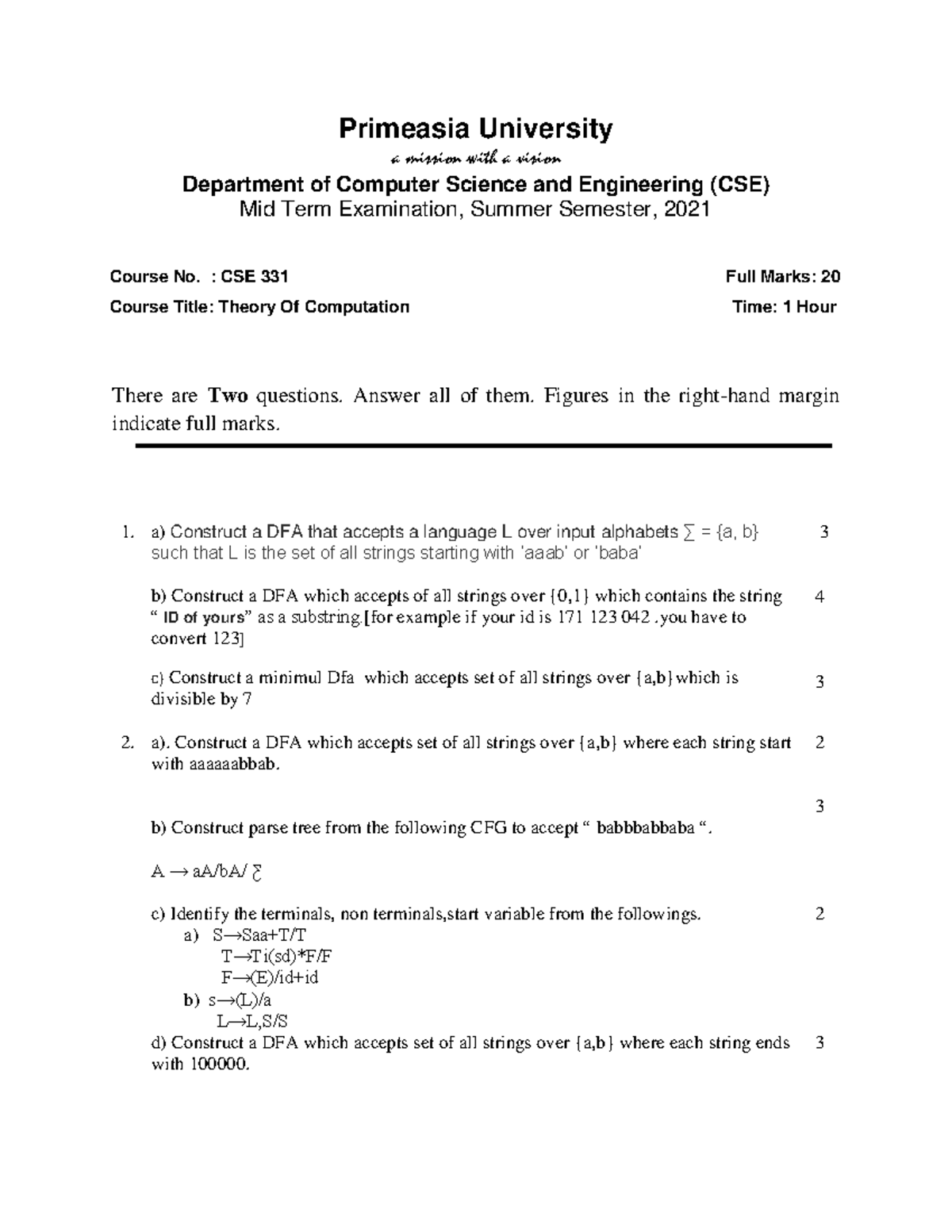 Question on Theory of computation - Elements of Electrical Engineering ...