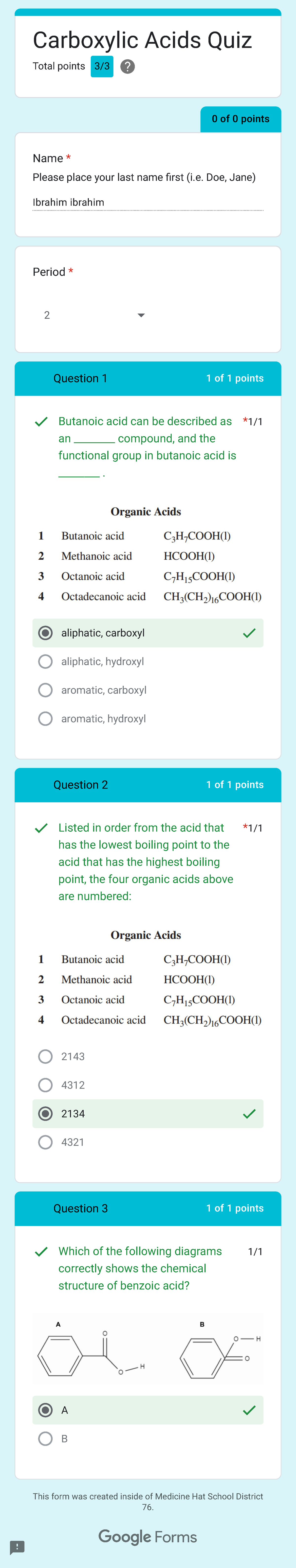 Carboxylic Acids Quiz - Chem - 0 of 0 points Ibrahim ibrahim Question 1 ...