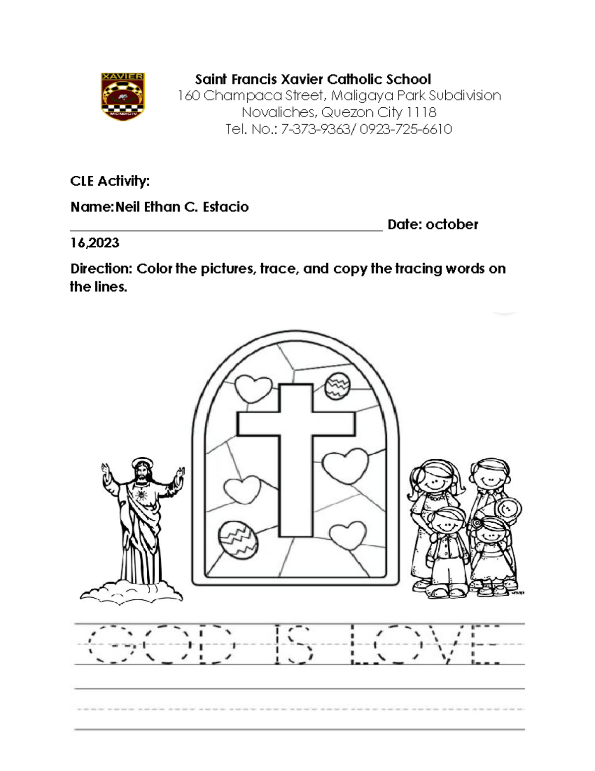 CLE Activity Gods Love - SHARING IS CARING - Bs in English - Saint ...