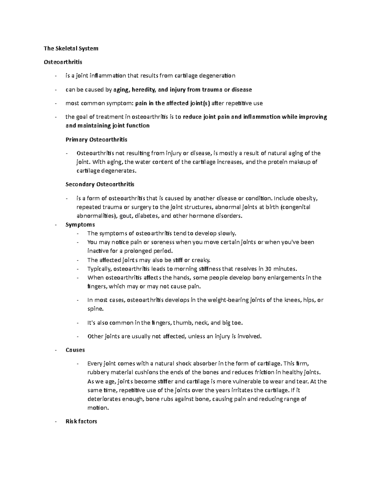 The-Skeletal-System - Lecture notes Skeletal System - Human Anatomy ...