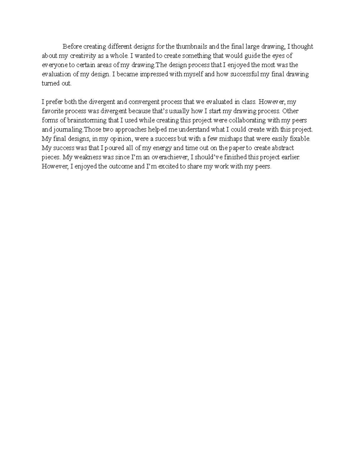 Reflection on the design - Before creating different designs for the ...