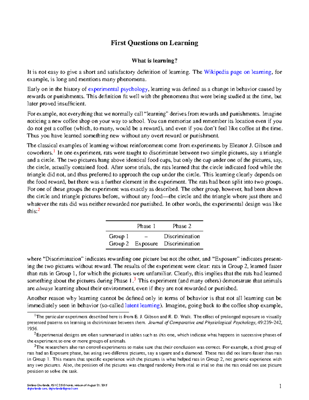 Notes Learning Intro First Questions On Learning What Is Learning It