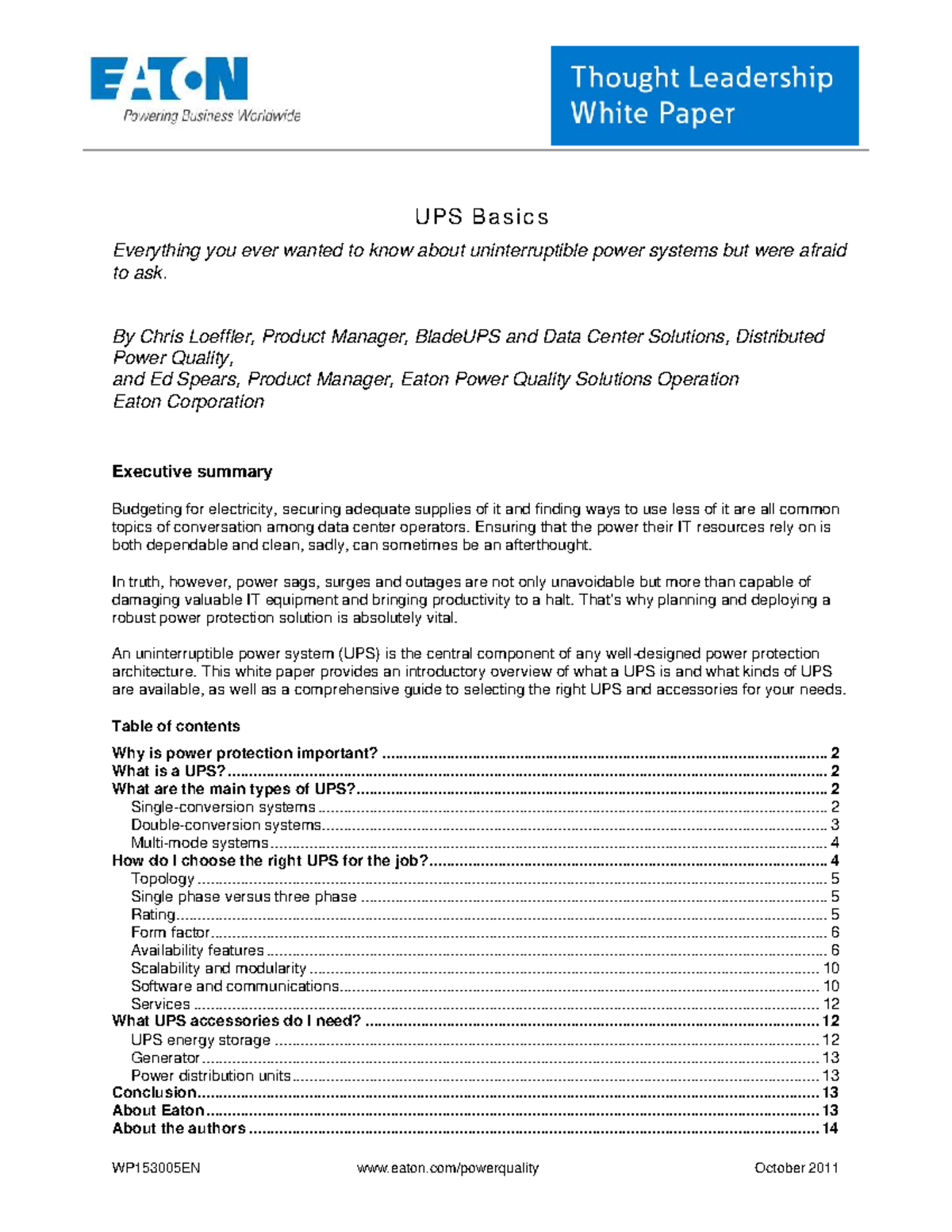 UPS - Good - U PS Ba sic s Everything you ever wanted to know about ...