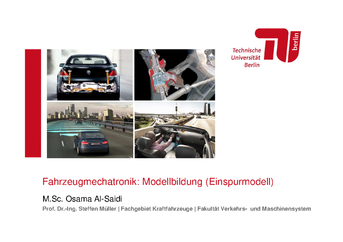 150115 UE Modellbildung Einspurmodell - Fahrzeugmechatronik ...