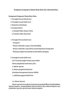 Konsep Dasar Sistem Basis Data Konsep Dasar Sistem Basis Data Latar