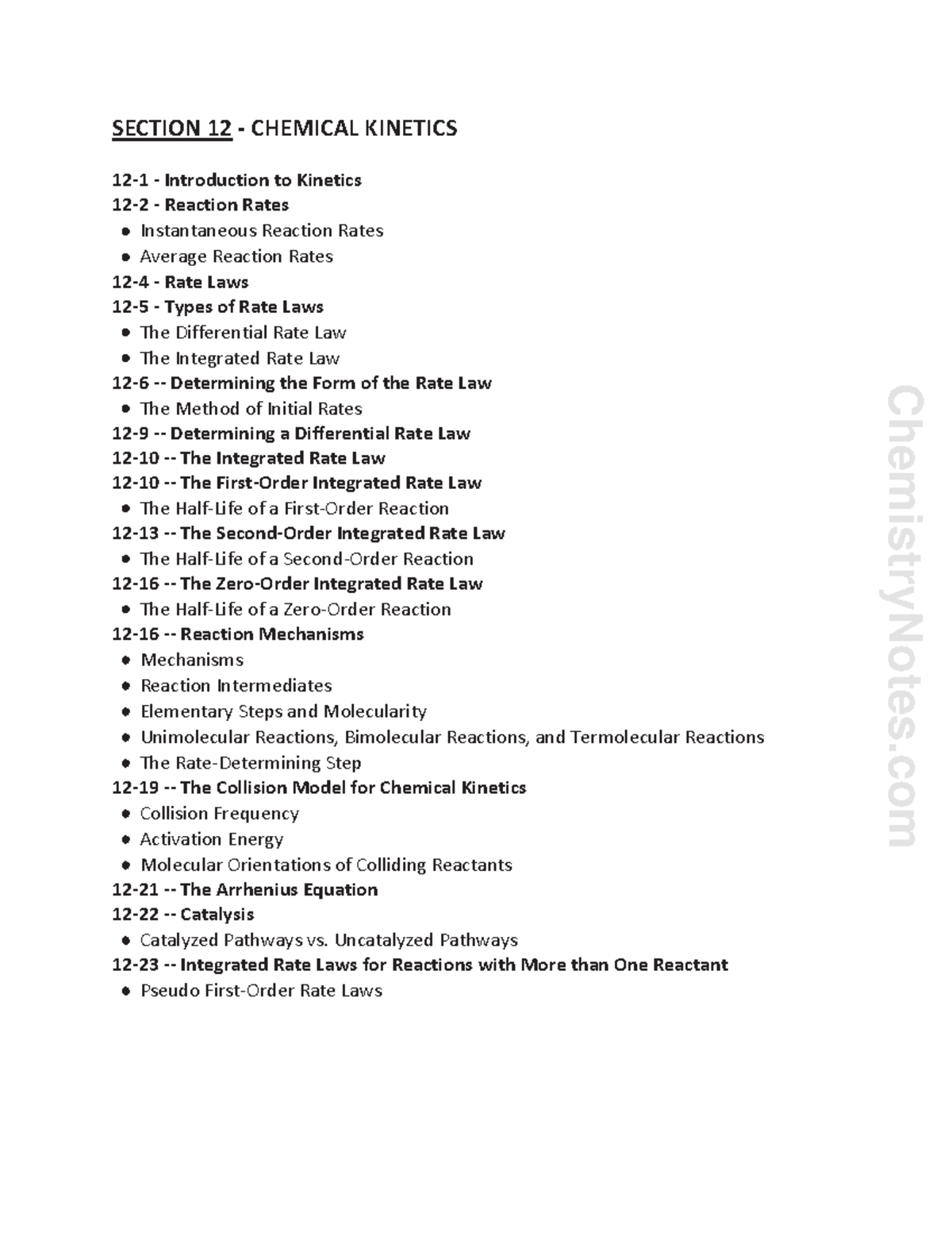 Section 12-chemical-kinetics - SECTION 12 - CHEMICAL KINETICS 12-1 ...