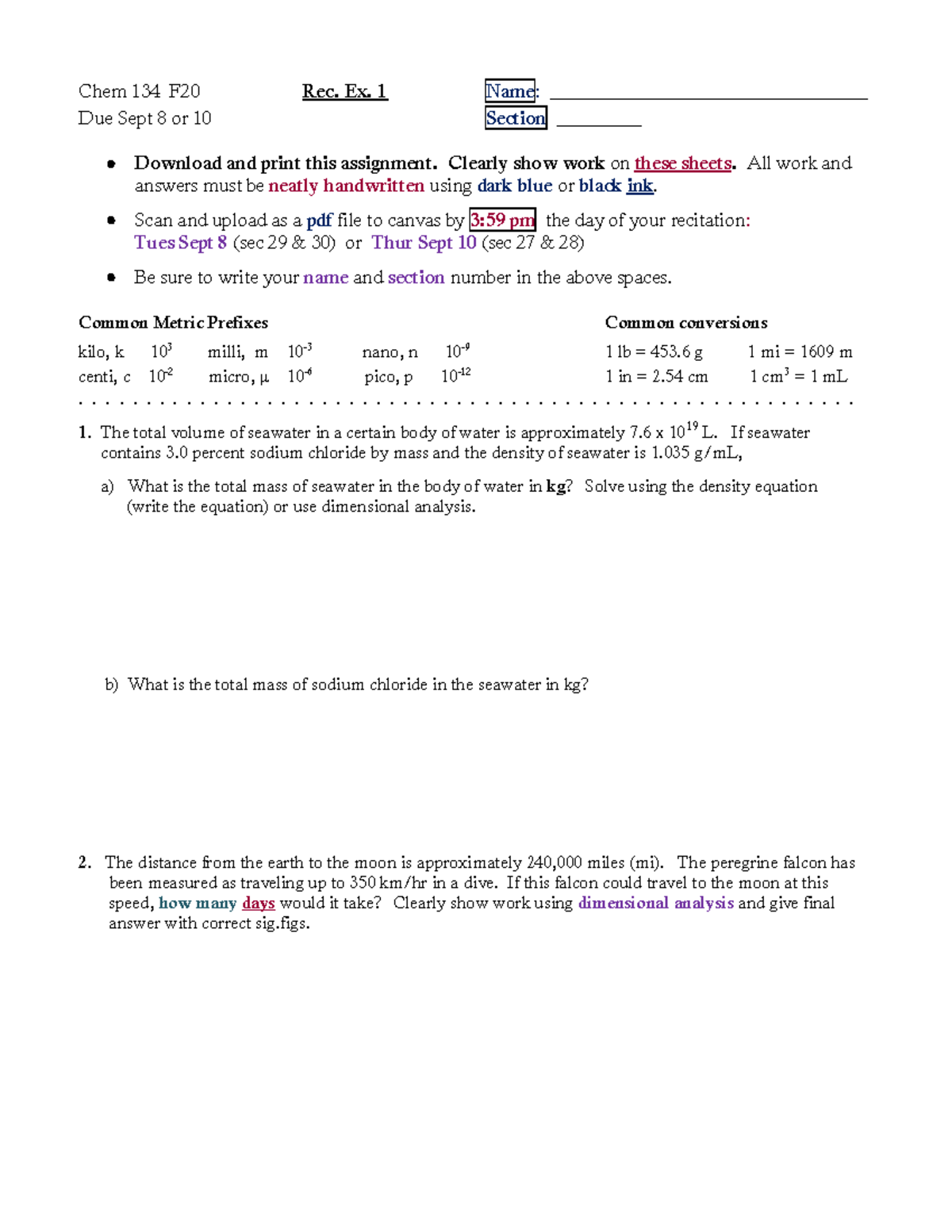 Recitation Exercise 1 - Warning: TT: undefined function: 32 Chem 134 F20 Rec. Ex. 1 Name: - Studocu