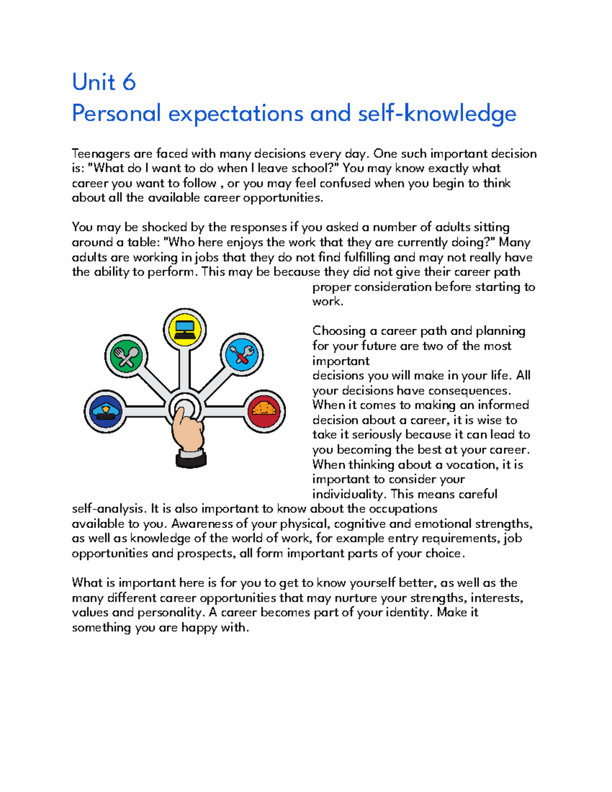 Unit 6 Personal expectations and self-knowledge - Unit 6 Personal ...
