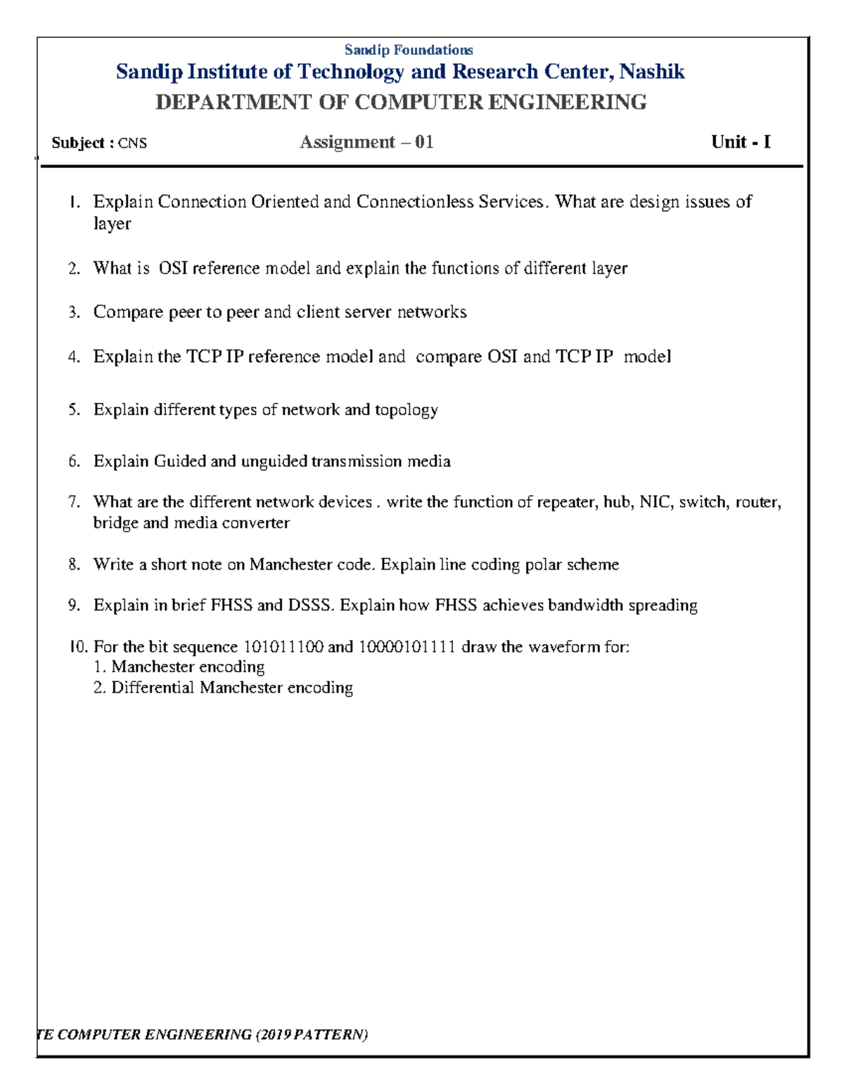 Assignment Unit-1 - notes - TE COMPUTER ENGINEERING (2019 PATTERN ...