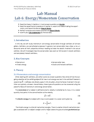 Lab06 Pre-lab - mechanics lab #6 pre-lab - PHYS2125 Physics Laboratory ...