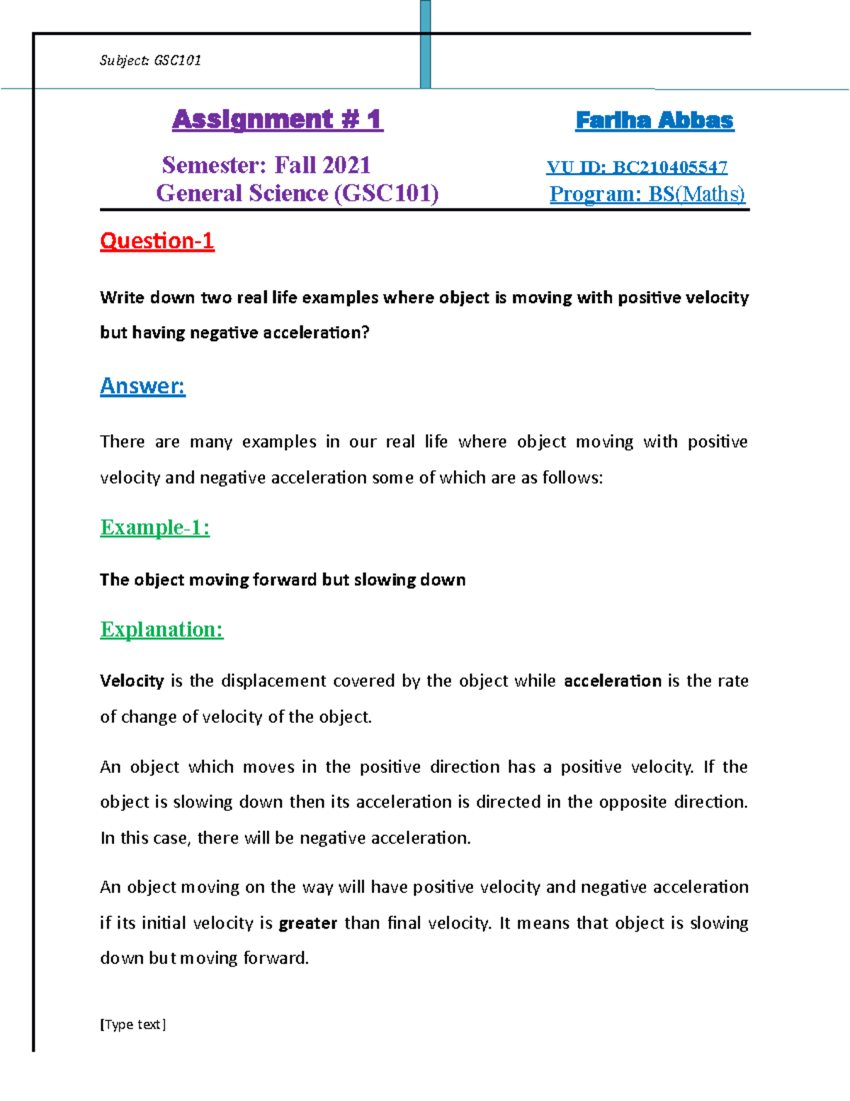 GSC101 - These are the assignments of different courses that will help ...