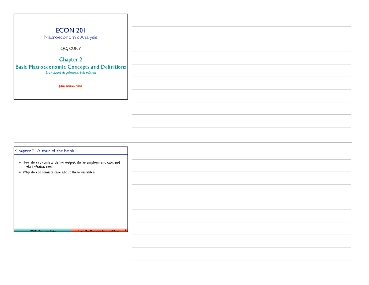 Slides-Ch02 - Slides-Ch02 - Macro-Economic Analysis - Chapter 2 Julen Esteban-Pretel QC, CUNY ...
