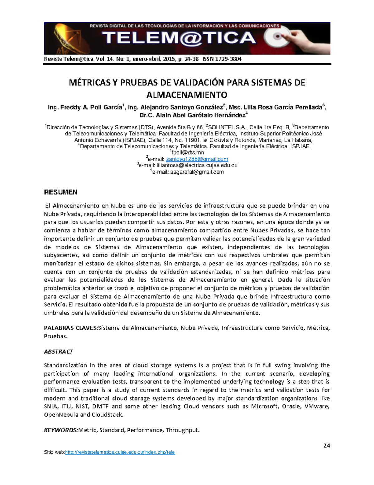 ERFWEGTREG ERGHRE RTHER BV SERTYRE ERWG - Revista Telem@tica. Vol. 14 ...