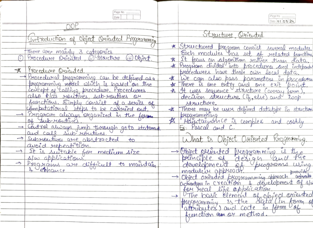 Oop notes - |Date O0P Ol Hoceduxe Qvíetedstuctuxe G)Dbject K ...