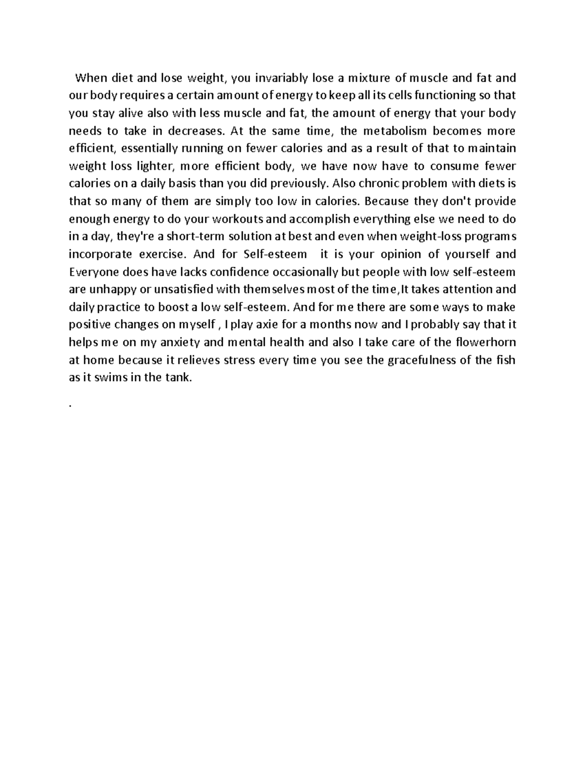 Health - This is all about essay on my course subject. - When diet and ...