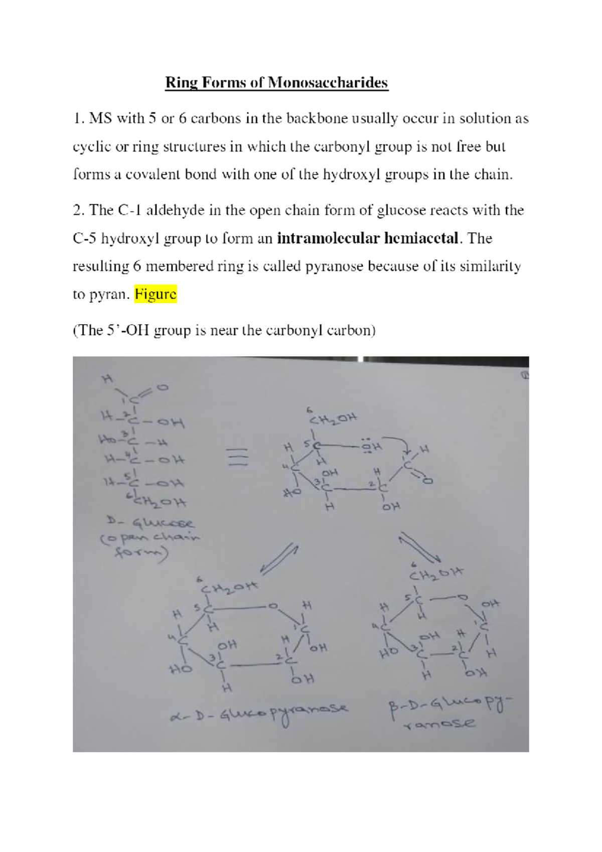 Ring Form Of Carbohydrates - Biochemistry - Studocu