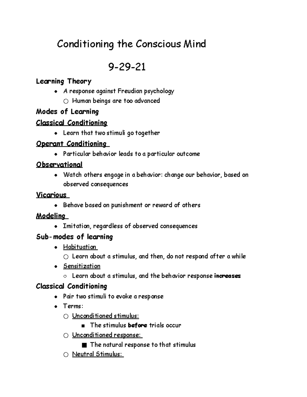 Conditioning the Consciousness - . SPONTANEOUS RECOVERY ...