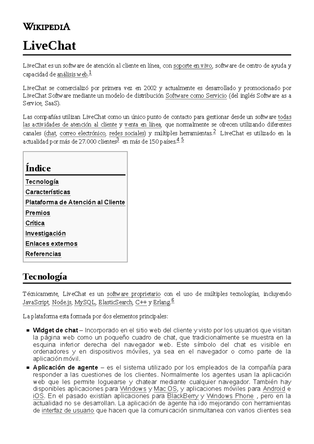 Live Chat - El gran wikipedia - LiveChat LiveChat es un software de ...