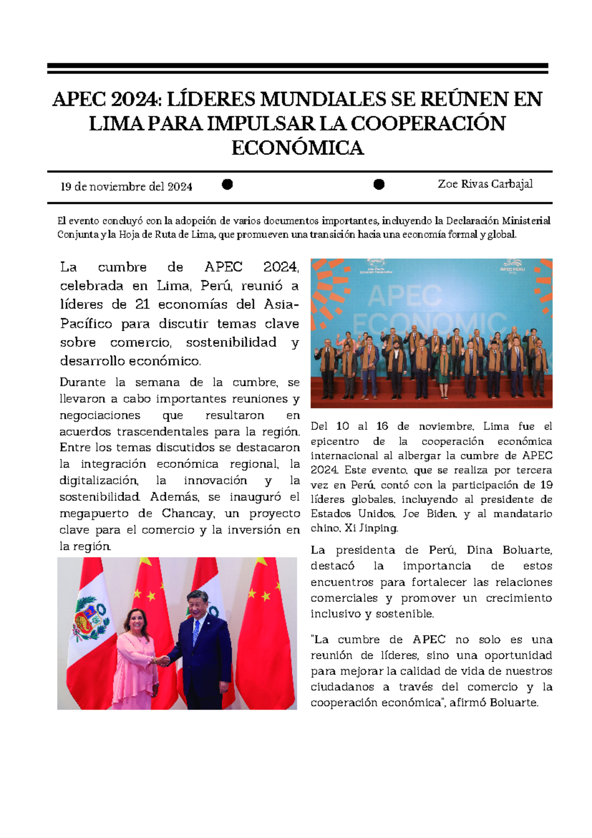 White Illustrated Environment Magazine - APEC 2024: LÍDERES MUNDIALES ...