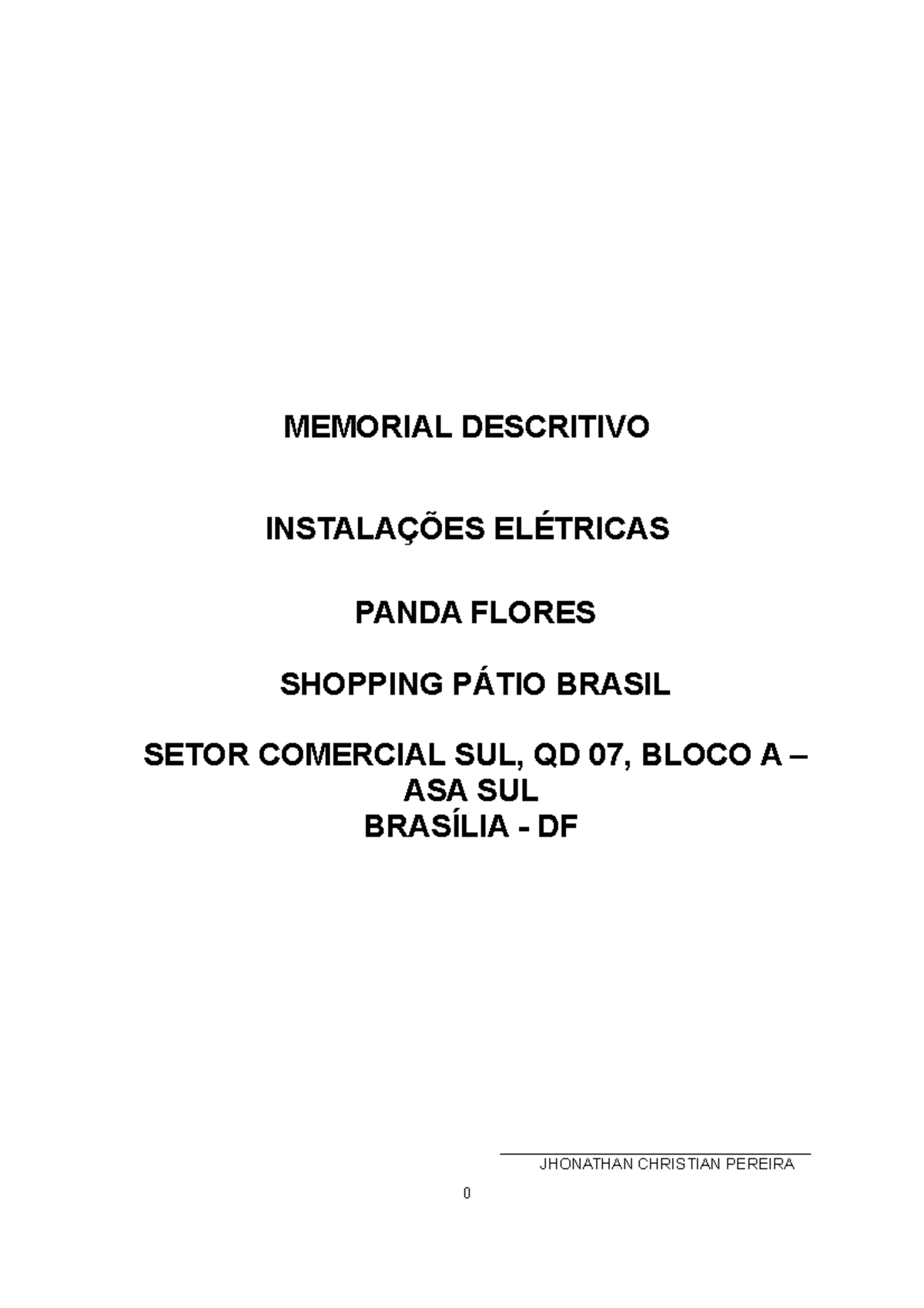 Memorial-ELE Panda - MEMORIAL DESCRITIVO DE PROJETO ELETRICO - MEMORIAL ...