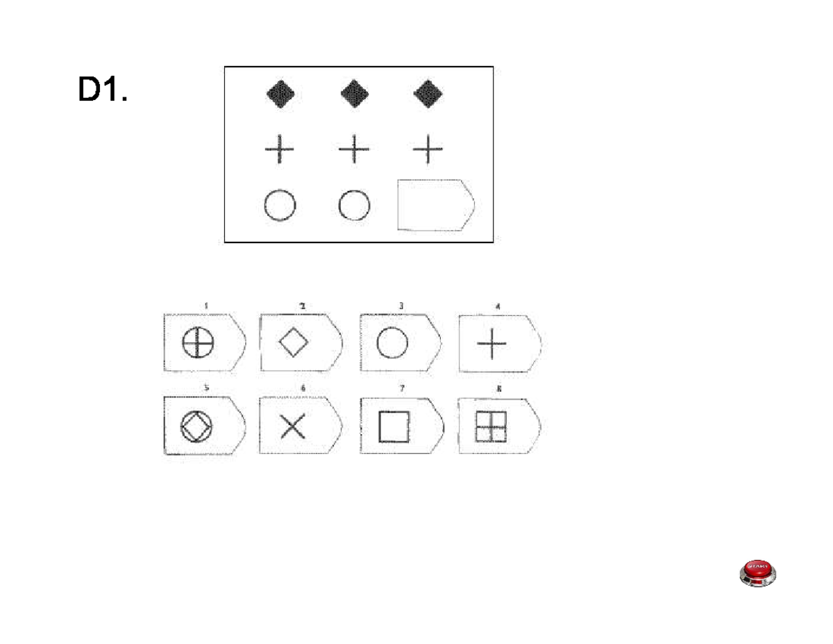Raven Block D - Intelligence Test - Counseling Psychology - Studocu