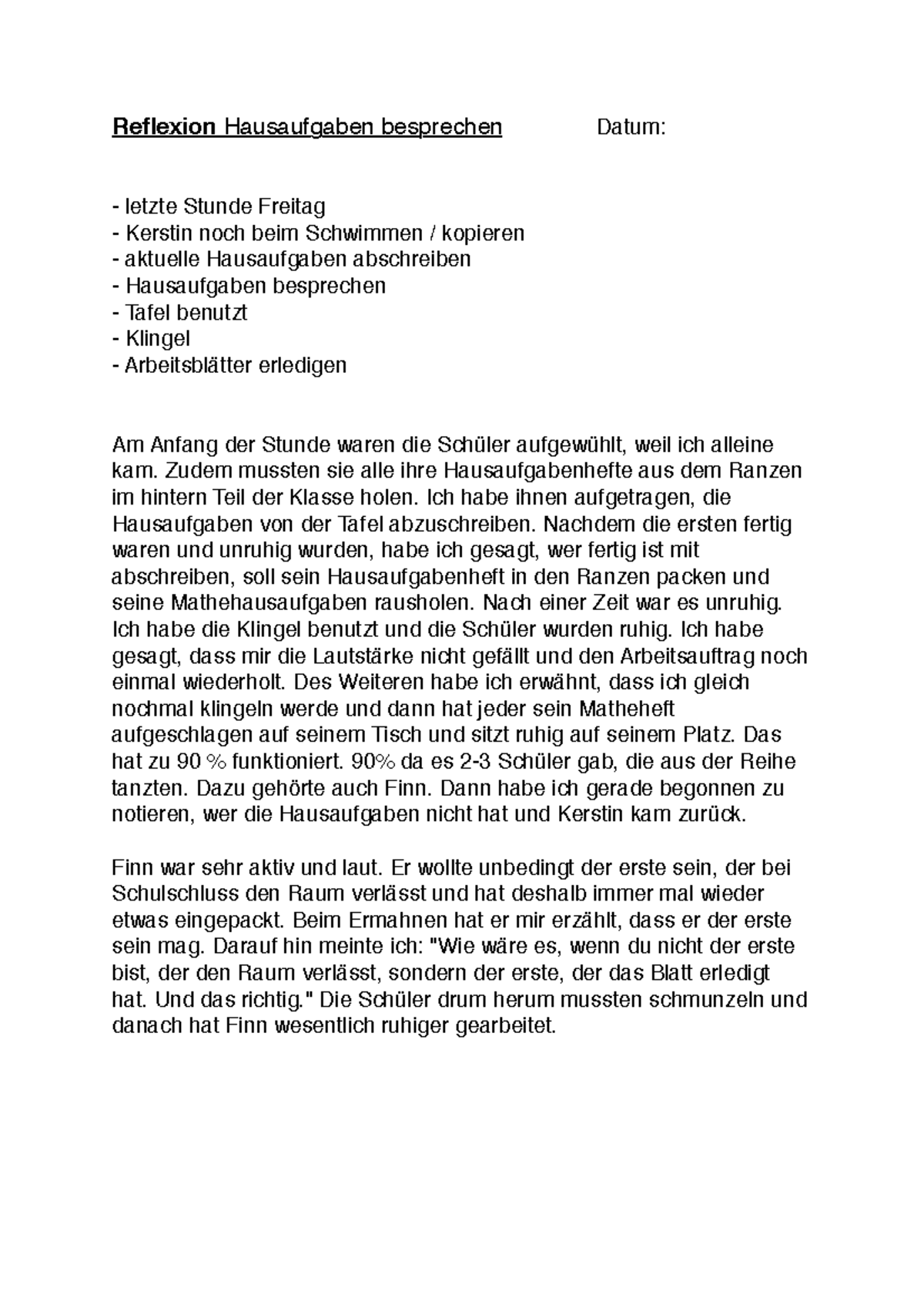 Praktikumsbericht Reflexion Muster – PWYCO