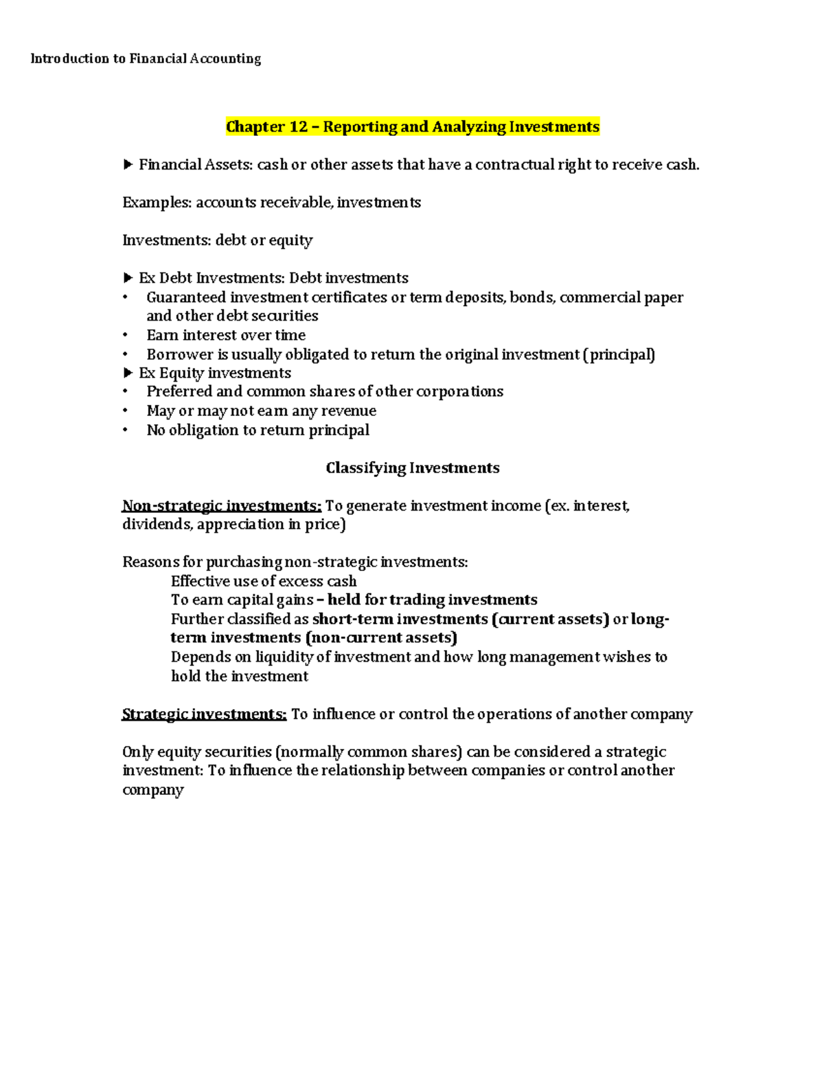 Introduction to Financial Accounting - Chapter 12 Notes - Chapter 12 ...