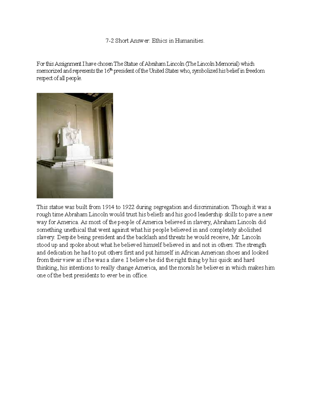 7-2 humanities assignment for essay - 7-2 Short Answer: Ethics in ...