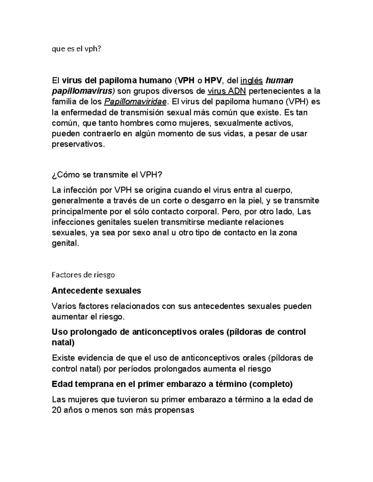 Que es el vph - Resumen Salud Ocupacional - que es el vph? El virus del ...