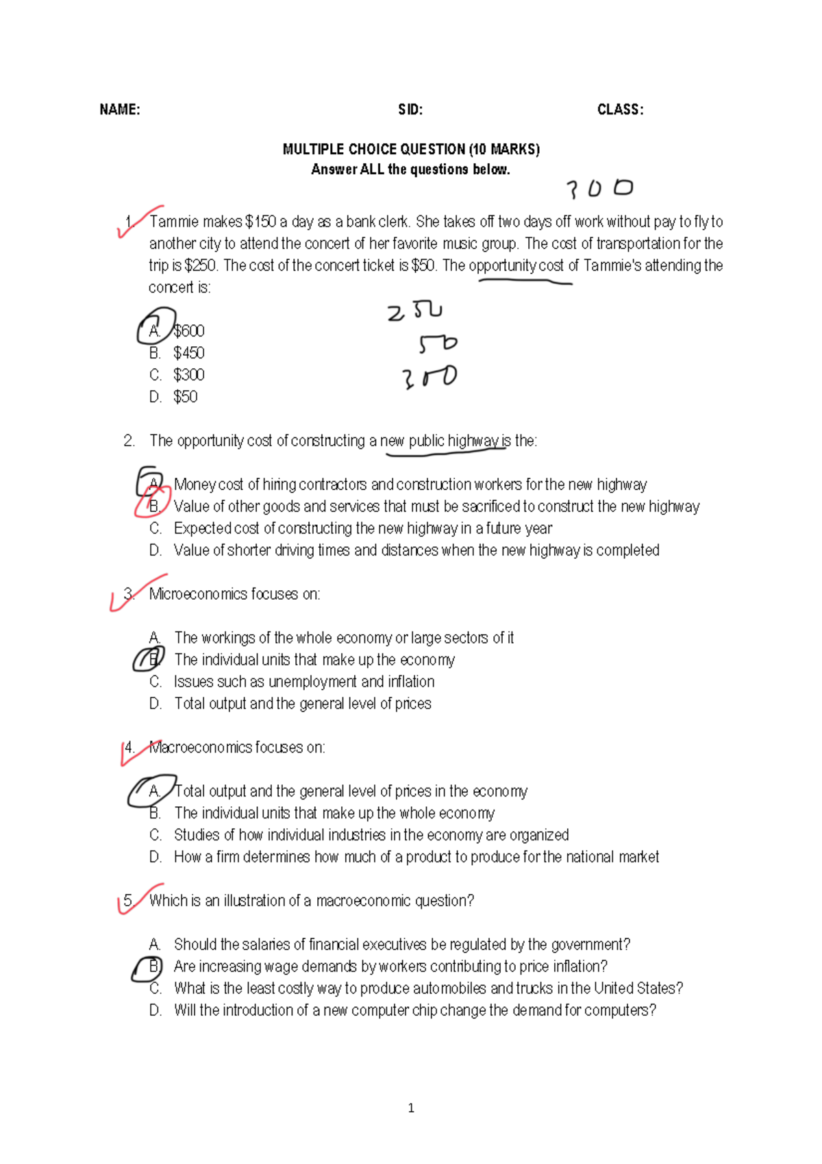 USEC21 Quiz 1 - Q (Chapter 1 - 4) - NAME: SID: CLASS: MULTIPLE CHOICE ...