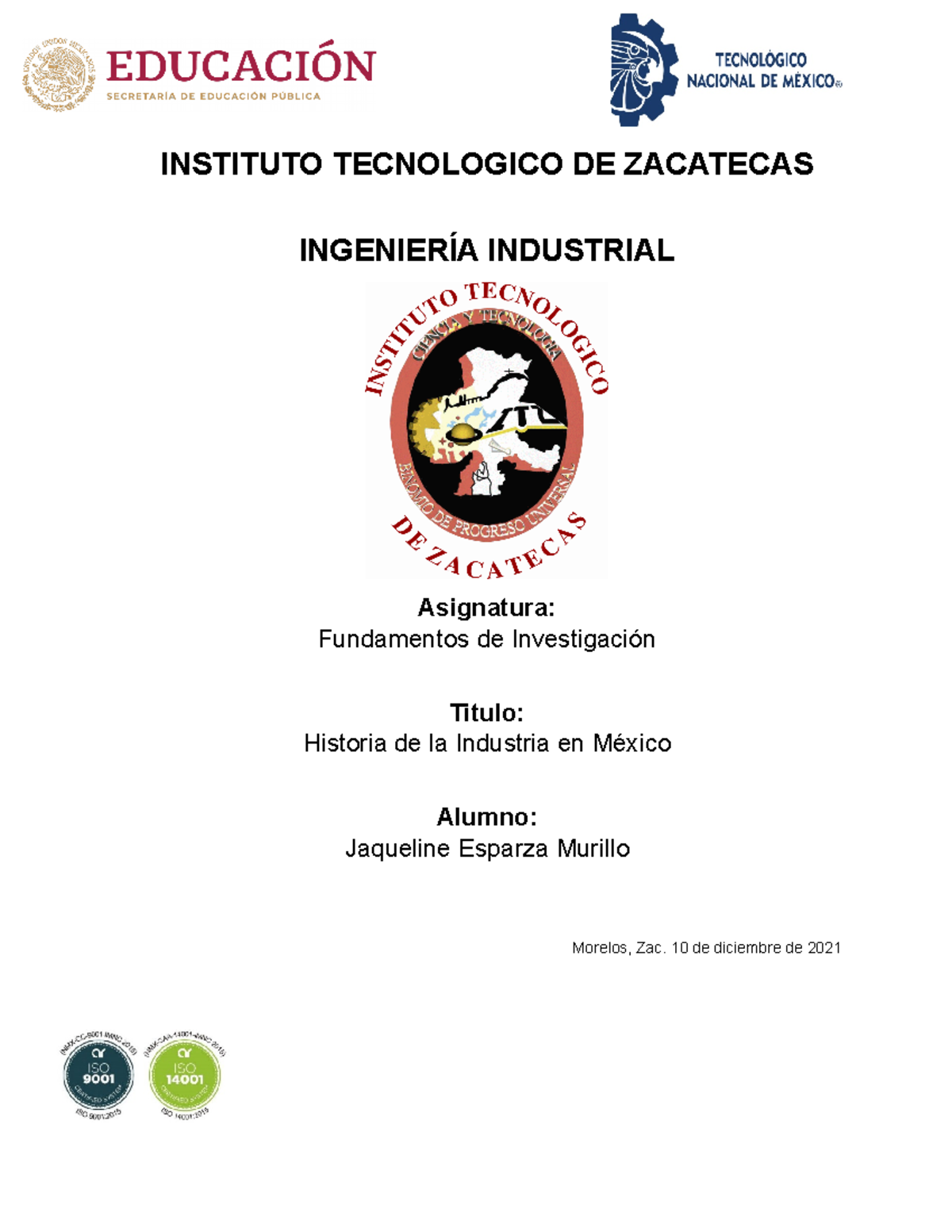 Historia de la Industria en México - INSTITUTO TECNOLOGICO DE ZACATECAS ...