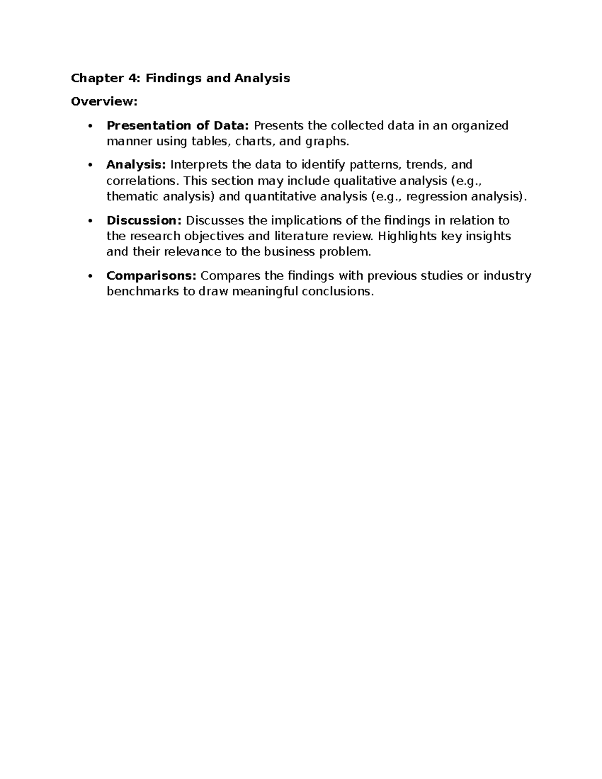 Chapter 4 - Chapter 4: Findings and Analysis Overview: Presentation of Data: Presents the - Studocu