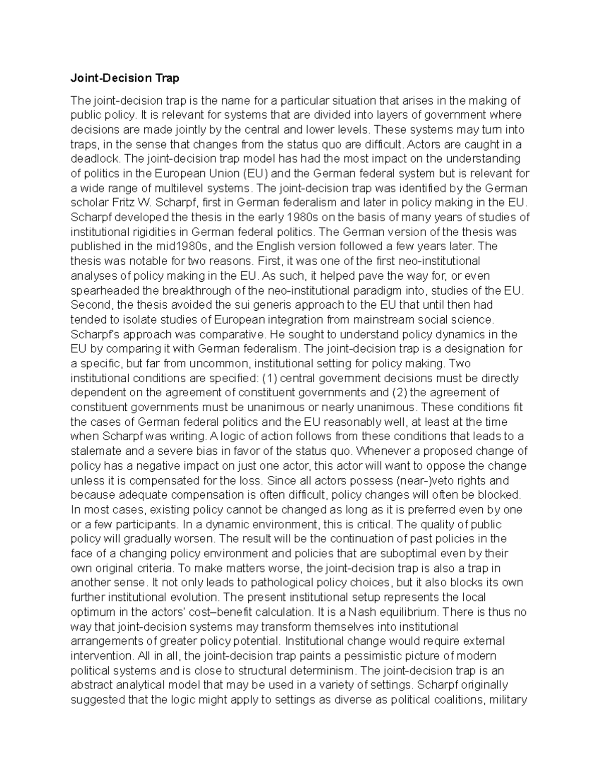 Joint-Decision Trap - Lecture notes in Joint-Decision Trap - Joint ...