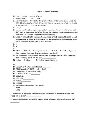 YL Module 1 Practice Problems Answer Key - Module 1 Practice Problems ...