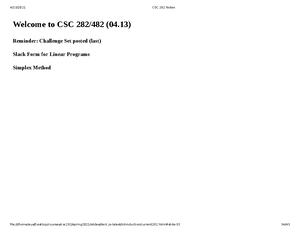 CSC 282 Notes 21 - Welcome to CSC 282/482 (04.29) Multiplication of ...