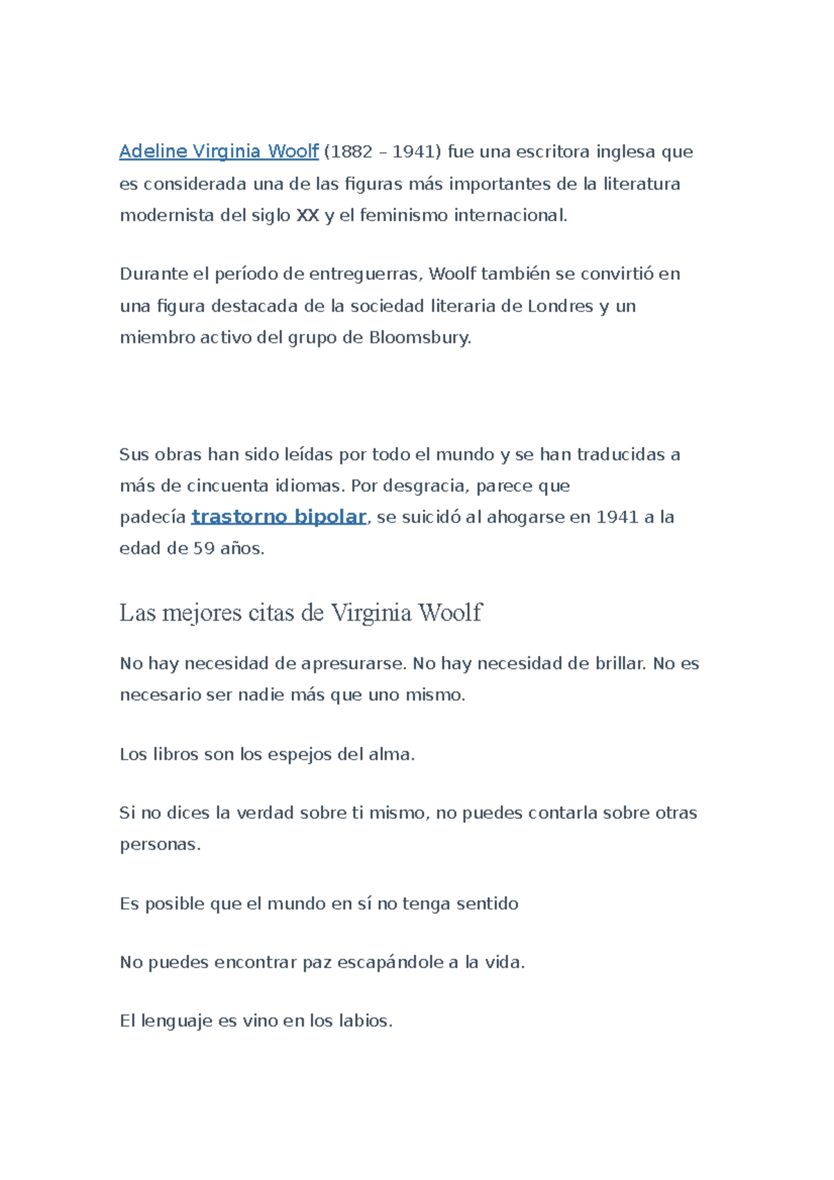 Adeline Virginia Woolf - Adeline Virginia Woolf (1882 – 1941) fue una ...