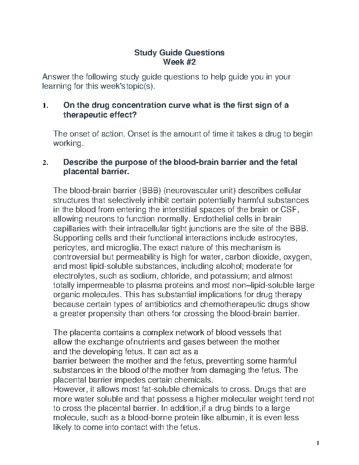 Study Guide Questions Week 2 - Study Guide Questions Week # Answer the following study guide ...