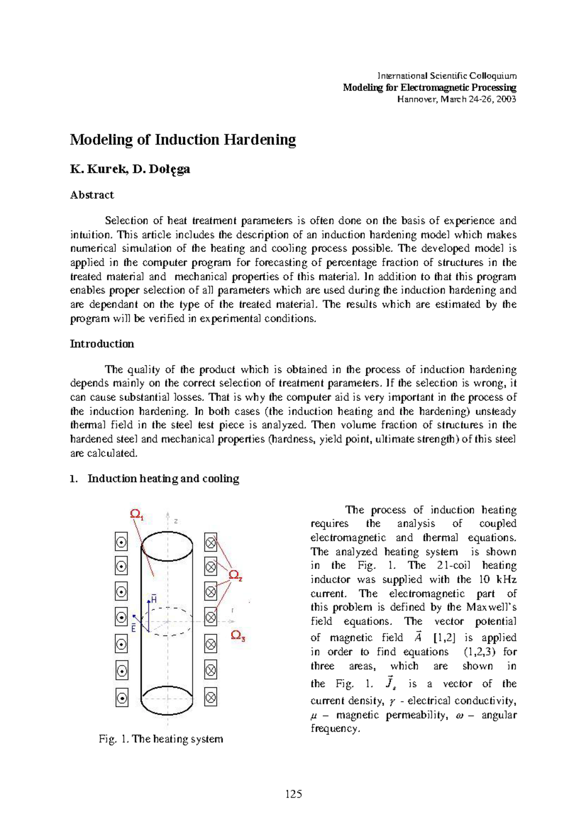 Modeling of Induction Hardening - International Scientific Colloquium ...