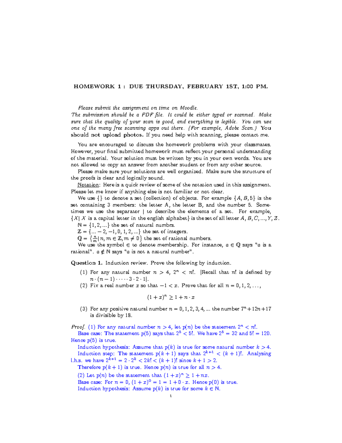 Solution HW 1 - Assignement - Please submit the assignment on time on ...
