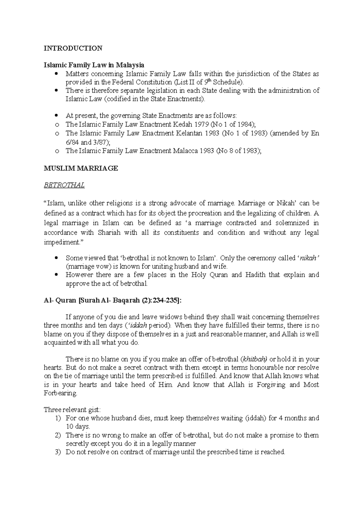 Muslim Marriage (Part 1) - INTRODUCTION Islamic Family Law in Malaysia ...