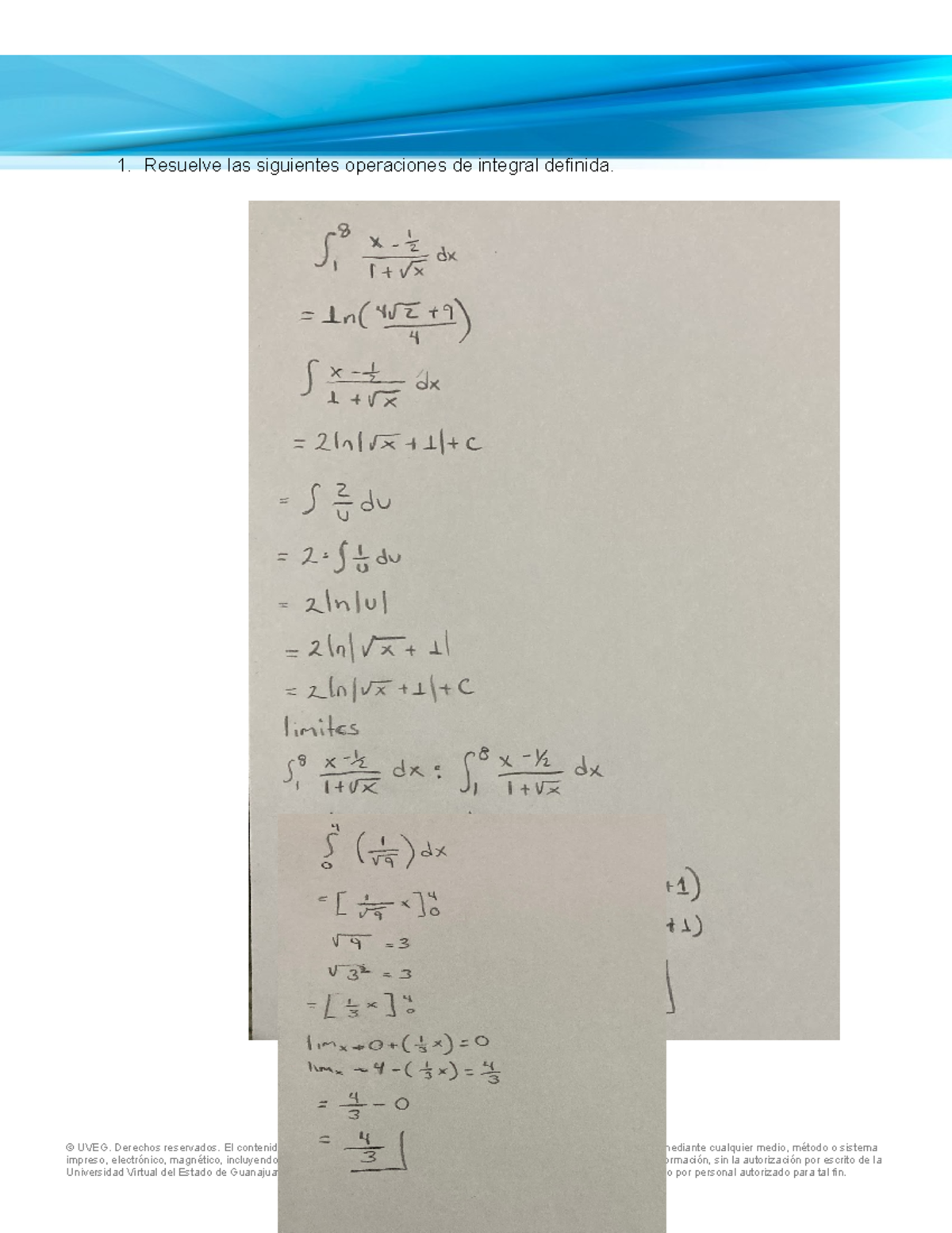 Integral definida variadas - calculo integral - UnADM - Studocu