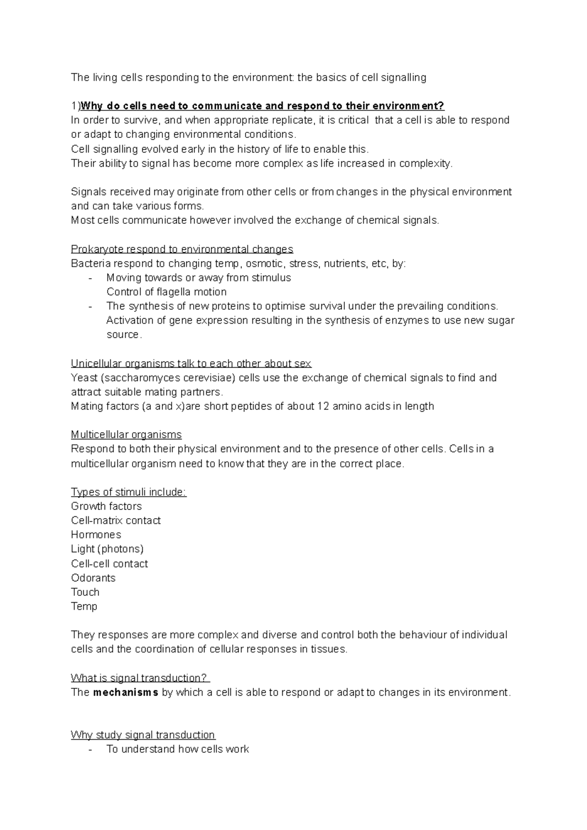 the basics of cell signalling - Cell signalling evolved early in the ...