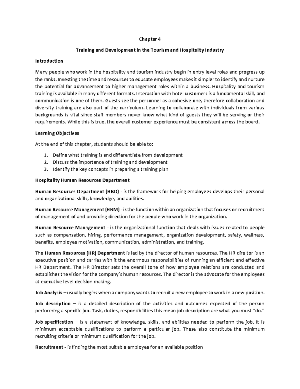 TRAINING AND DEVELOPMENT - Chapter 4 Training and Development in the ...