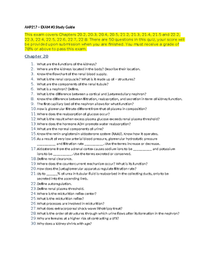 A&P2 - Quiz 2 Study Guide - AHP217 – QUIZ #2 STUDY GUIDE (WEEK 7) This ...