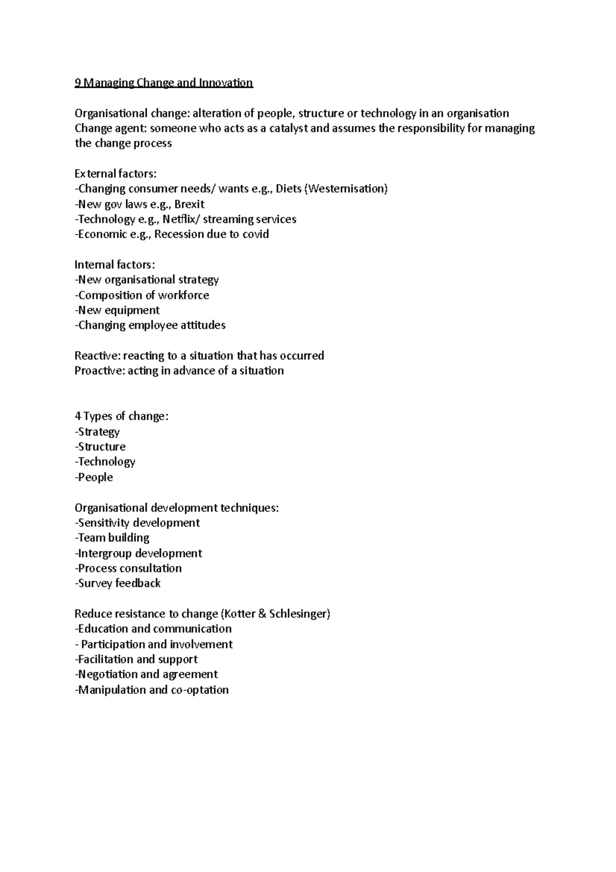 9 Managing Change and Innovation - 9 Managing Change and Innovation ...